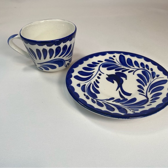 Anfora | Dining | Vintage Mexico Anfora Puebla Blue Cup Saucer Set ...